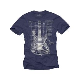 Makaya Shirt 'Guitar BluePrint' Herren Gr&ouml;&szlig;e L blau