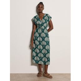 Apricot Damen Midikleid "Midaxi-Kleid mit F&auml;cherprint", gr&uuml;n, Gr. 36, bedruckt, gewebt, Obermaterial: 86% Viskose CV. 14% Nylon NY., Kleider, mit