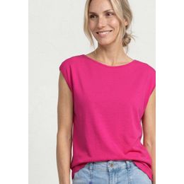 Street One Damen T-Shirt, pink, Gr. 44, unifarben, Web, 50% Baumwolle, 50% Modal, Shirts, mit U-Boot-Ausschnitt