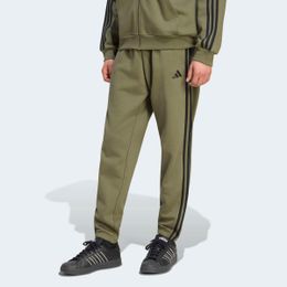 Herren Sporthose "ESSENTIALS 3-STREIFEN, SCHMAL ZULAUFEND, B&Uuml;NDCHEN"olive four, schwarz, normal, gr., Gr. M, adidas Sportswear, Obermaterial: 70%