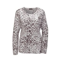 GOLDNER Damen 2-in-1-Pullover "Kurzgr&ouml;&szlig;e Feinstrickpullover Animal-Print", grau, Gr. 23, Obermaterial: 100% Kaschmir WS., Pullover, Ohne