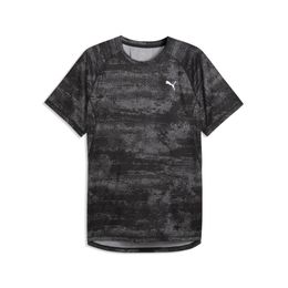 Puma Herren Laufshirt "M RUN VELOCITY AOP TEE"Puma schwarz, Gr. XXL, bedruckt, Web, Obermaterial: 100% Polyester, Shirts, Slim Fit Passform, kurze