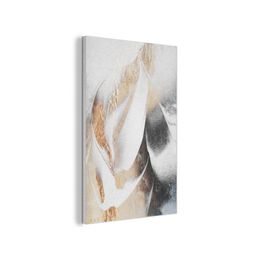 OnlyWow Akustibild Abstrakte Kunst wei&szlig; gold | Gr.: 60 x 60 cm