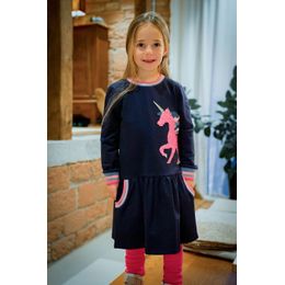 DANAMADE M&auml;dchen Jerseykleid "DANAMADE Dress DSAGA", blau, Gr. 128, 95% Baumwolle, 5% Elasthan, Kleider