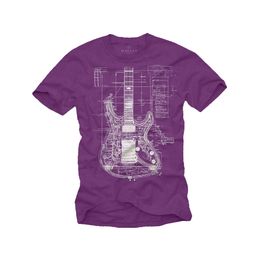 Makaya Shirt 'Guitar BluePrint' Herren Gr&ouml;&szlig;e XXL violettblau