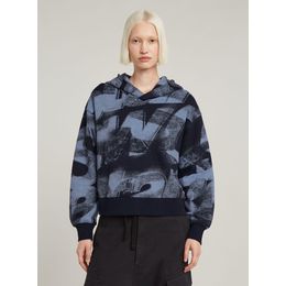 G-Star Raw G-STAR Damen Longpullover "Sprayed Letters Loose Hooded Sweatshirt", blau, Gr. S, Obermaterial: 100% Baumwolle, Pullover