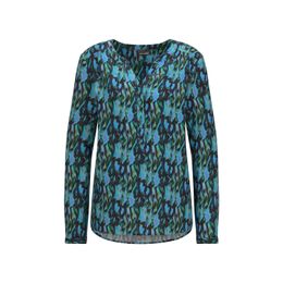 GOLDNER Damen Schlupfbluse "Kurzgr&ouml;&szlig;e Florale Druckbluse mit V-Ausschnitt", blau, Modisch, Gr. 19, Obermaterial: 100% Viskose CV., Blusen, Knopfleiste