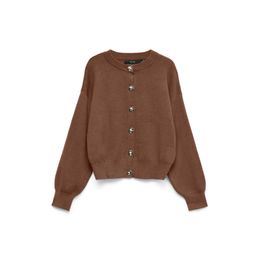 V&eacute;ro Moda VERO MODA Damen Strickjacke "VMNOELLA LS O-NECK CARDIGAN BOO", braun, Gr. S, unifarben, Strick, Obermaterial: 36% Viskose, 30% Baumwolle, 20%