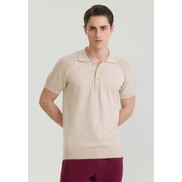 FELIX HARDY Herren Poloshirt "Strick-Polo Shirt Kurzarm", beige, Gr. L, 100% Baumwolle, Shirts