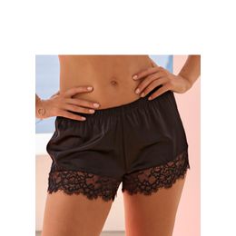 Lascana Damen Panty "Shorty, Alana", Gr. 36, schwarz, Spitze, Obermaterial: 75% Seide, 17% Polyamid, 8% Elasthan, Unterhosen, mit Seide und edler