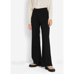 bonprix Damen Schlupfhose "Weite Hose mit Gummibund aus Viskosemix", schwarz, Gr. 36, Obermaterial: 70% Viskose, 25% Polyester, 5% Elasthan, Hosen,