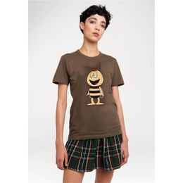 logoshirt Damen T-Shirt "Die Biene Maja - Willi", braun, Gr. L, unifarben, 100% Baumwolle, Shirts, mit coolem Print