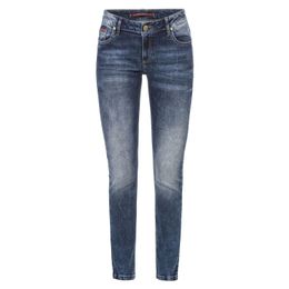 Cipo & Baxx CIPO & BAXX Damen Slim-fit-Jeans "Cipo & Baxx Jeans", blau, Gr. 29, uni, Obermaterial: 98% Baumwolle CO. 2% Elasthan EL., Jeans, Mit cooler