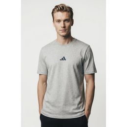 Herren T-Shirt "ESSENTIALS 3-STREIFEN SINGLE JERSEY", grau, Gr. M, adidas Sportswear, Obermaterial: 100% Baumwolle, Shirts, mit Rundhalsausschnitt,