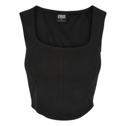 Urban Classics Damen Yoga & Relax Shirt "Urban Classics Damen Ladies Short Corsage Top", schwarz, Gr. L, unifarben, 95% Baumwolle, 5% Elasthan, Shirts