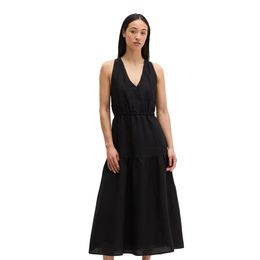 Marc O'Polo MARC O'POLO Damen Midikleid "mit &uuml;berkreuzten Tr&auml;gern"schwarz, Gr. 46, unifarben, Obermaterial: 100% Leinen. Futter: 100% Baumwolle, Kleider