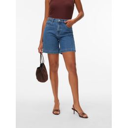 V&eacute;ro Moda VERO MODA Damen Jeansshorts "VMKATHY HR BERMUDA SHORTS SI357", blau, Gr. L, unifarben, Denim/Jeans, Obermaterial: 80% Baumwolle, 20% Polyester,