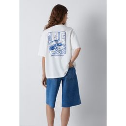 Mavi Damen T-Shirt "CAT PRINTED TSHIRT"antique wei&szlig;, Gr. XL, bedruckt, 100% Baumwolle, Shirts, Katzen T-Shirt