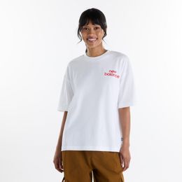 New Balance Damen T-Shirt "INTELLIGENT RELAXED T-SHIRT", wei&szlig;, Gr. L, Obermaterial: 100% Baumwolle, Shirts, f&uuml;r Erwachsene, sportlicher Stil,