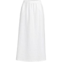 LANDS' END Premium Reinleinen-Midirock mit Elastikbund f&uuml;r Damen in Petite-Gr&ouml;&szlig;e, Damen, size: petite, Wei&szlig;, Leinen, by Lands' End