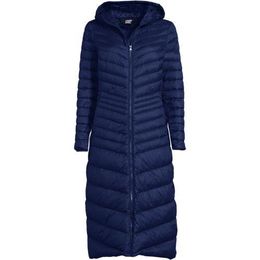 LANDS' END Ultraleichter Maxi-Daunenmantel mit Kapuze WANDERWEIGHT f&uuml;r Damen, Damen, size: regular, Blau, Nylon/Daunen, by Lands' End