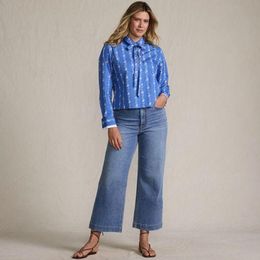 LANDS' END Recover Culotte-Jeans High Waist, Damen, size: regular, Blau, Baumwolle/Elasthan, by Lands' End