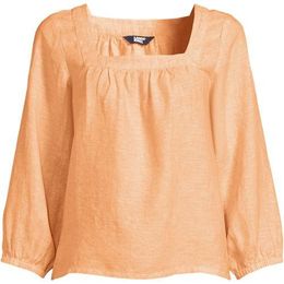LANDS' END Leinen-Bauernbluse mit 3/4-&Auml;rmeln f&uuml;r Damen in Plus-Gr&ouml;&szlig;e, Damen, size: plus, Gr&uuml;n, Leinen, by Lands' End