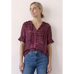 Street One Damen Kurzarmbluse, pink, Gr. 38, gemustert, Web, Obermaterial: 80% Viskose, 20% Polyamid, Blusen, Kurzarm Tunika-Sommerbluse mit
