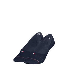 Tommy Hilfiger Damen F&uuml;&szlig;linge "TH WOMEN FOOTIE MC 2P SHINE", Gr. 39, blau, Materialmix, Socken, mit silikonisierten Fersenstreifen