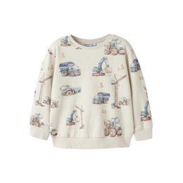 name it Jungen Sweatshirt "NMMNELSON LS NREG SWEAT BRU BOX", beige, Gr. 104, bedruckt, Sweatware, Obermaterial: 95% Baumwolle, 5% Elasthan,