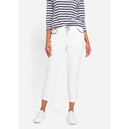 bonprix Damen 7/8-Hosewei&szlig;, dunkelblau, Gr. 54, Obermaterial: 98% Baumwolle, 2% Elasthan, Hosen, mit Bequembund, Loose Fit, 7/8-L&auml;nge