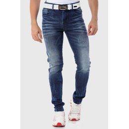 Cipo & Baxx CIPO & BAXX Herren 5-Pocket-Jeans "Cipo & Baxx Hose", blau, Gr. 38, uni, Obermaterial: 99% Baumwolle CO. 1% Elasthan EL., Jeans, mit moderner Waschung