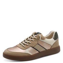 Tamaris Damen Slip-On Sneaker, Gr. 40, braun, Lederimitat, kontrastfarbene Details, metallic, Schuhe, Halbschuh, Freizeitschuh, Sneaker in veganer