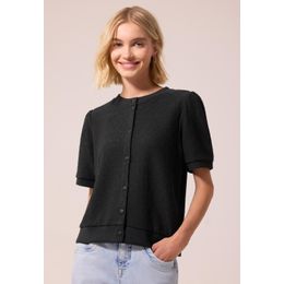 Damen Cardigan, schwarz, Gr. 38, STREET ONE STUDIO, unifarben, Stoff, 60% Viskose, 40% Polyester, Strickjacken, mit Rundhalsausschnitt