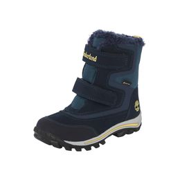 Timberland M&auml;dchen Winterboots "CHILLBERGMID HOOK & LOOP GORE-TEX SNOW BOOT", Gr. 34, blau, Leder, Schuhe, Snowboots, Winterstiefel, Winterschuhe,
