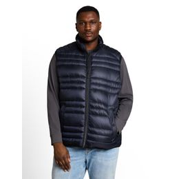 Tom Tailor PLUS Herren Steppweste, blau, Gr. 5XL, unifarben, Steppware, Obermaterial: 100% Polyester. Futter: 100% Polyester, Westen, mit Stehkragen
