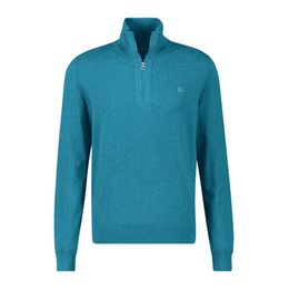Lerros Herren Troyer, blau, Gr. XXXL, meliert, Strick, Obermaterial: 100% Baumwolle, Pullover, mit Logo Stickerei