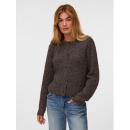 V&eacute;ro Moda VERO MODA Damen Strickjacke "VMNOVAH LS O-NECK BUTTON CARDI GA NOOS", braun, Gr. XS, Strick, Obermaterial: 70% Polyester, 21% Nylon, 8% Wolle, 1%