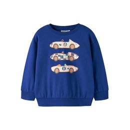 name it Jungen Sweatshirt "NMMVILDAR LS SWEAT BOX BRU", blau, Gr. 122, bedruckt, Sweatware, Obermaterial: 100% Baumwolle, Sweatshirts, Baumwolle,