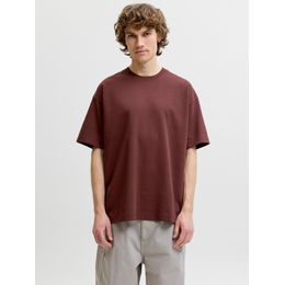 Jack & Jones JACK & JONES Herren T-Shirt "JJEBARRON TEE SS O-NECK NOOS"bitter chocolate, Gr. S, unifarben, Jersey, Obermaterial: 52% Baumwolle, 31% Polyester, 17%