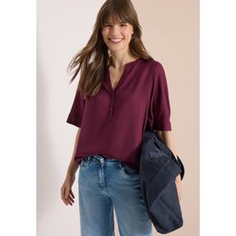 Cecil Damen Kurzarmbluse, lila, Gr. M, unifarben, Web, Obermaterial: 100% Viskose, Blusen, mit Knopfleiste