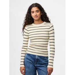 Pieces Damen Rundhalspullover "PCMIRA NEW LS O-NECK KNIT NOOS BC", beige, Gr. XS, Strick, Obermaterial: 50% Viskose, 28% Polyester, 22% Nylon,