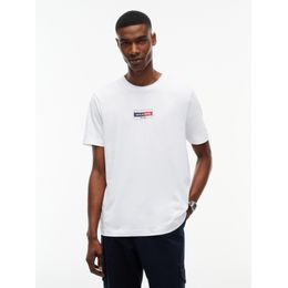Tommy Hilfiger Herren T-Shirt "BRAND LOVE SMALL FLAG", wei&szlig;, Gr. M, Jersey, Obermaterial: 100% Baumwolle, Shirts, regular fit, Baumwolljersey