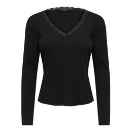 Only Damen V-Shirt "ONLSARA SHARAI L/S V-NECK TOP JRS"schwarz, Gr. M, unifarben, Jersey, Obermaterial: 94% Baumwolle, 6% Elasthan, Shirts,