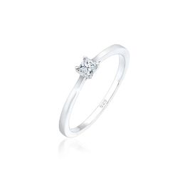 Elli DIAMONDS Damen Verlobungsring "Diamant 0.1 ct. Solit&auml;r Verlobung 925 Silber", 52mm, 0,1 P1 = bei 10-facher Vergr&ouml;&szlig;erung erkennbare Einschl&uuml;sse,
