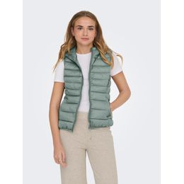 Only Damen Steppweste "ONLNEWTAHOE HOOD WAISTCOAT OTW NOOS", gr&uuml;n, Gr. S, unifarben, Steppware, Obermaterial: 100% Nylon, Westen, Kunstfaser