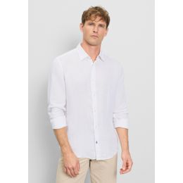 OLYMP Herren Langarmhemd "OLYMP Casual, Regular Fit, Kent", wei&szlig;, Gr. XXL, 100% Leinen, Hemden