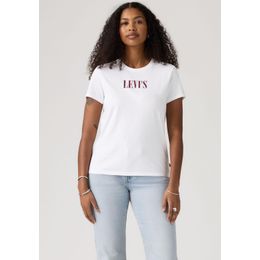 Levi's LEVI'S Damen Rundhalsshirt "THE PERFECT TEE", wei&szlig;, Gr. S, Jersey, Obermaterial: 100% Baumwolle, Shirts, mit Logo im Metallic-Holo Print