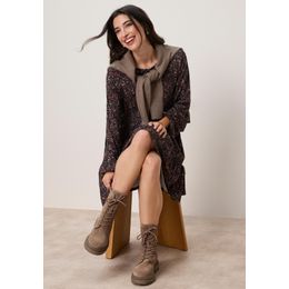 Tamaris Damen Jerseykleid "mit figurbetonter Passform, Mini-L&auml;nge, gebl&uuml;mte Optik", bunt, Gr. 36, gebl&uuml;mt, Jersey, Obermaterial: 95% Viskose, 5%