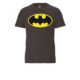 logoshirt T-Shirt 'Batman - Logo' Damen Gr&ouml;&szlig;e S dunkelbraun / gelb / schwarz